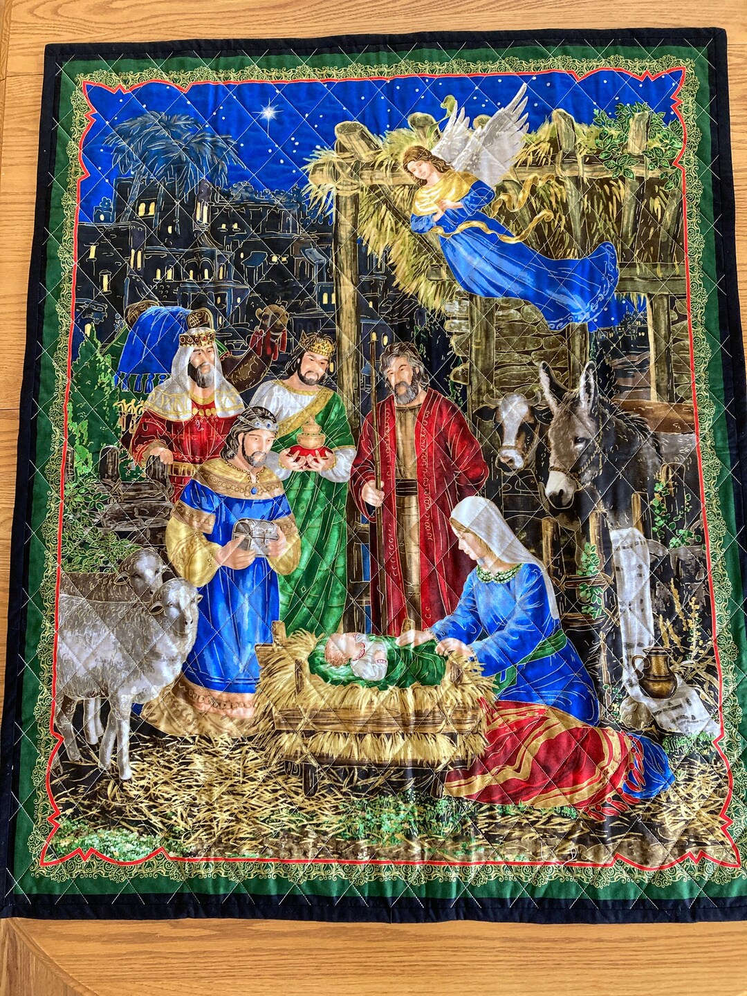 Christmas Nativity Quilt / 42 X 34.5 Christmas Quilt / Nativity Decor ...