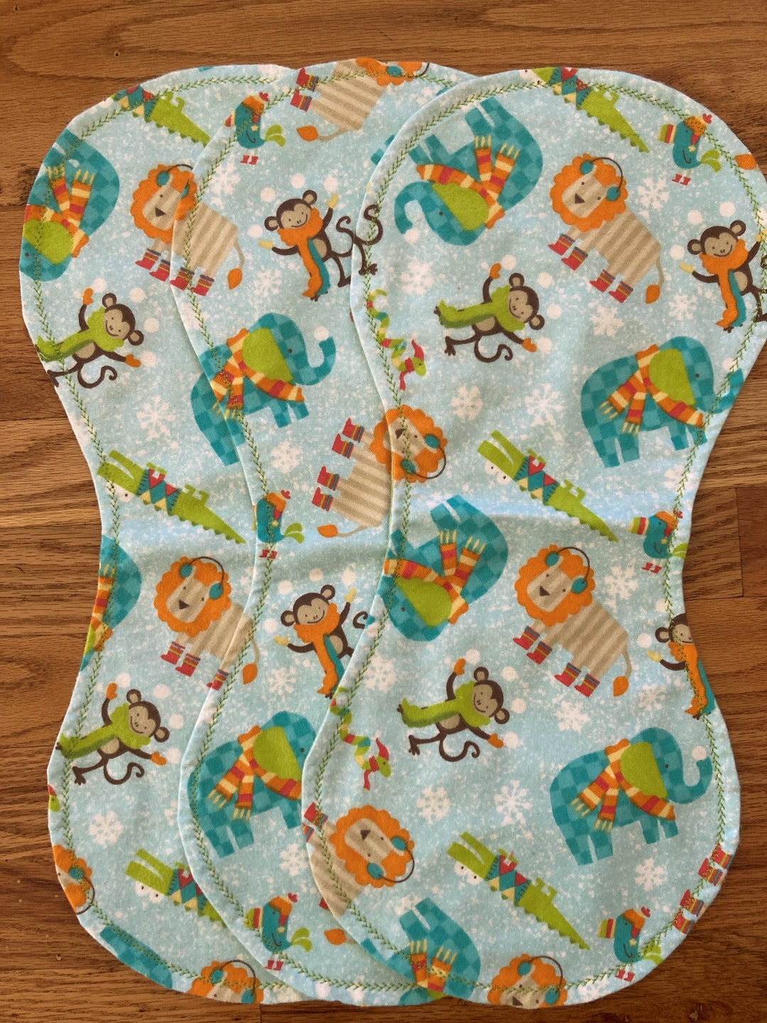 Winter Zoo Animals Double Layer Flannel Burp Cloth Set of 3 - Etsy