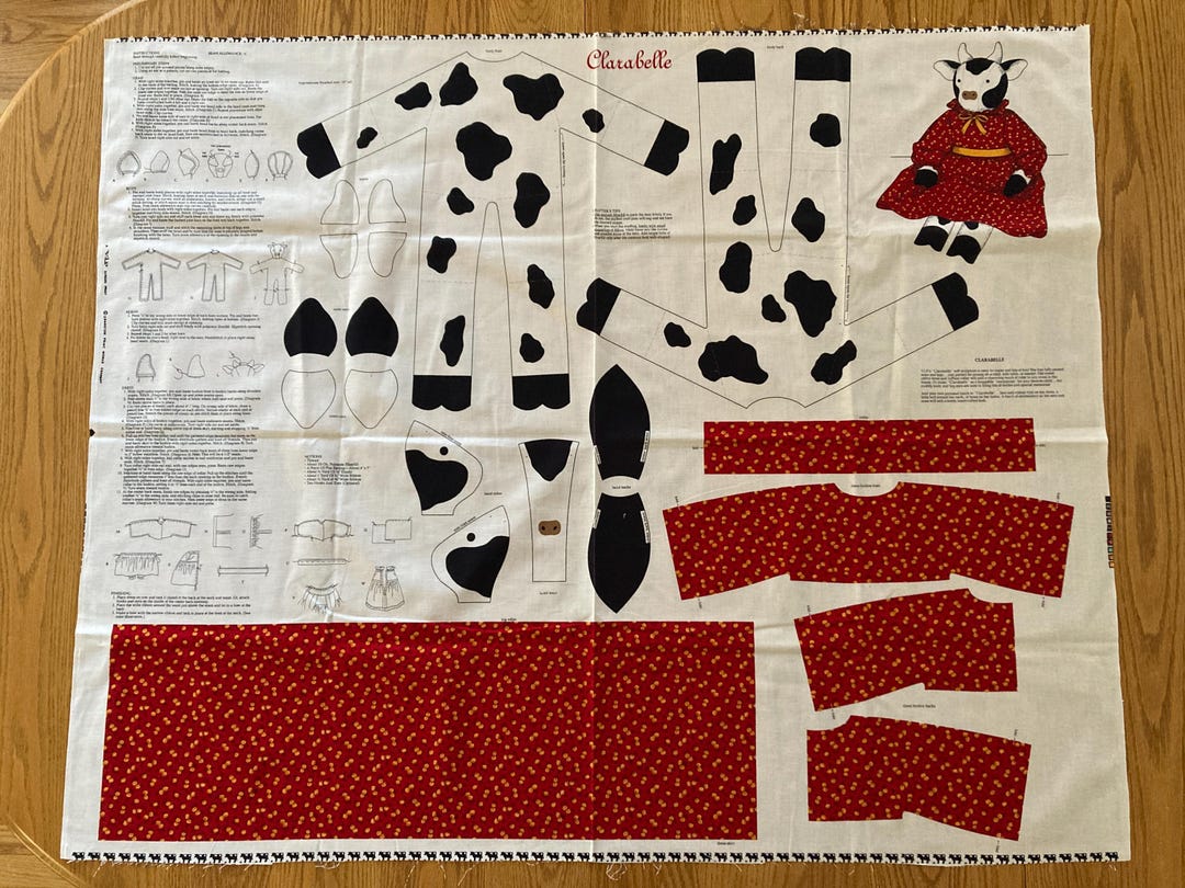 Clarabelle Cow Doll Fabric Panel, Soft Sculpture Craft (43.5 X 36 ...