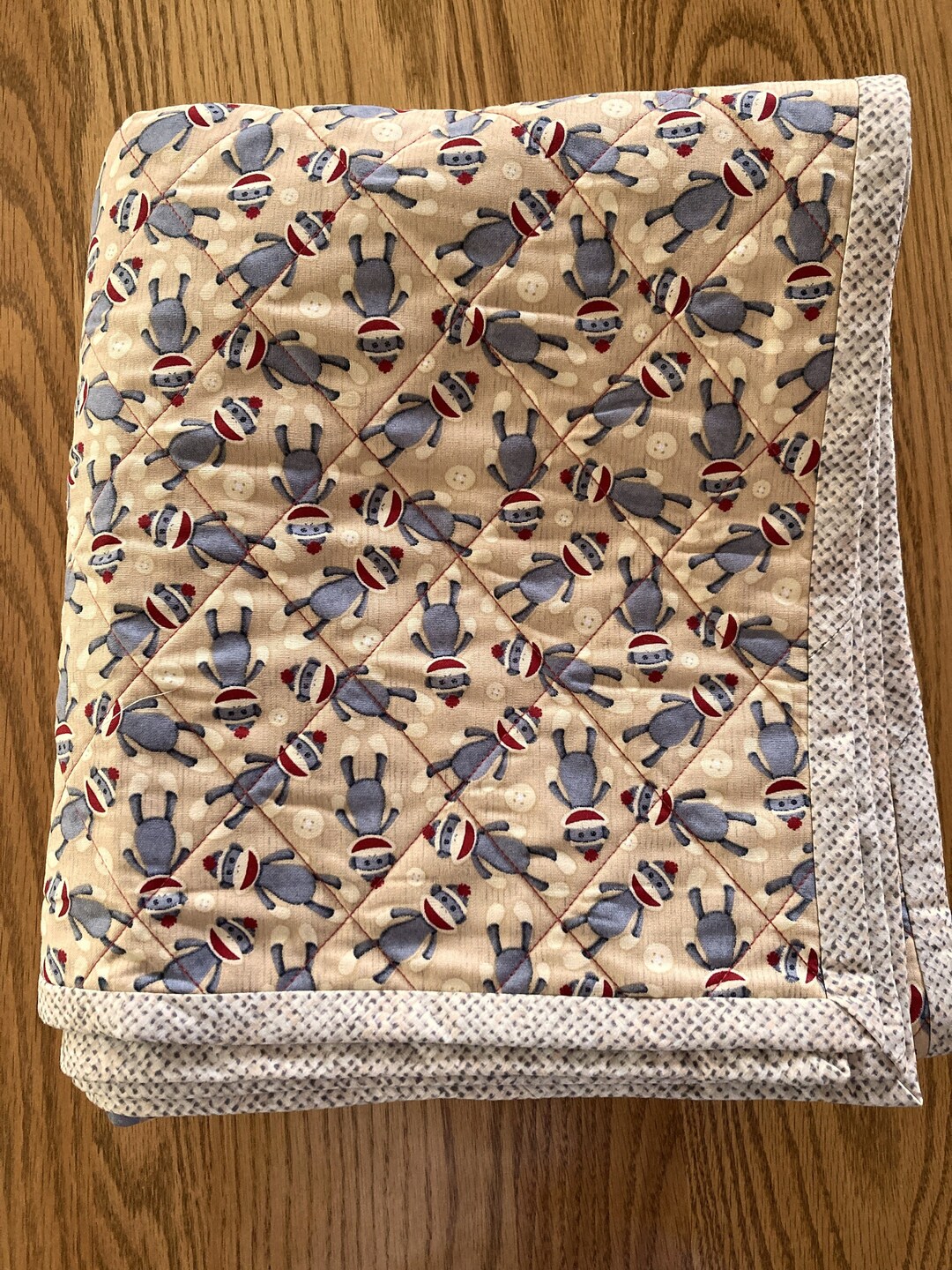 Sock Monkey Quilt / 49 X 42 Christmas Quilt / Monkey Quilt / Children’s ...