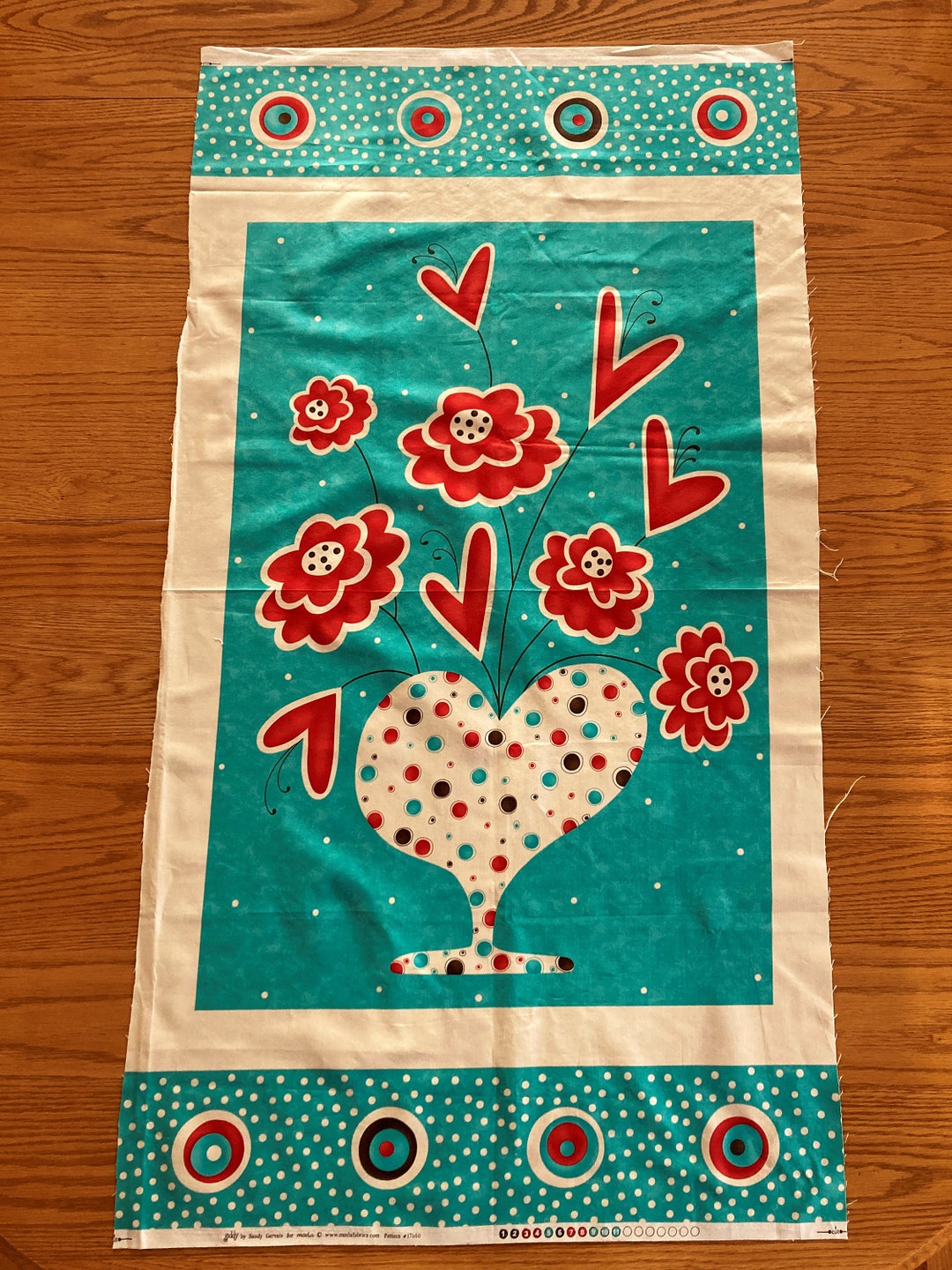 Heart Bouquet Fabric Panel: "giddy" Moda Quilt Cotton (24 X 45) - Etsy