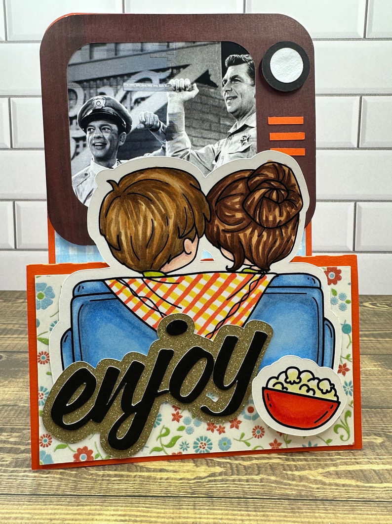 TV Trifold Card SVG** (includes Card Base, Layers, Enjoy Sentiment, and ...