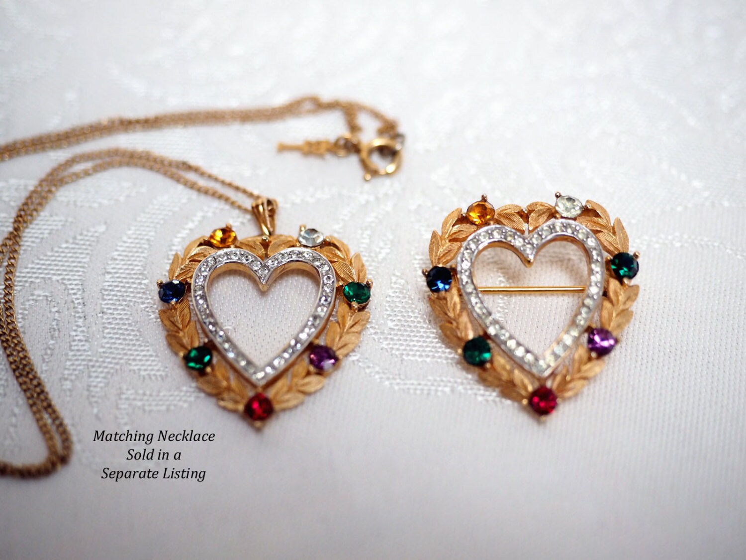 TRIFARI dearest Gold Heart Brooch Pin-gem Color - Etsy