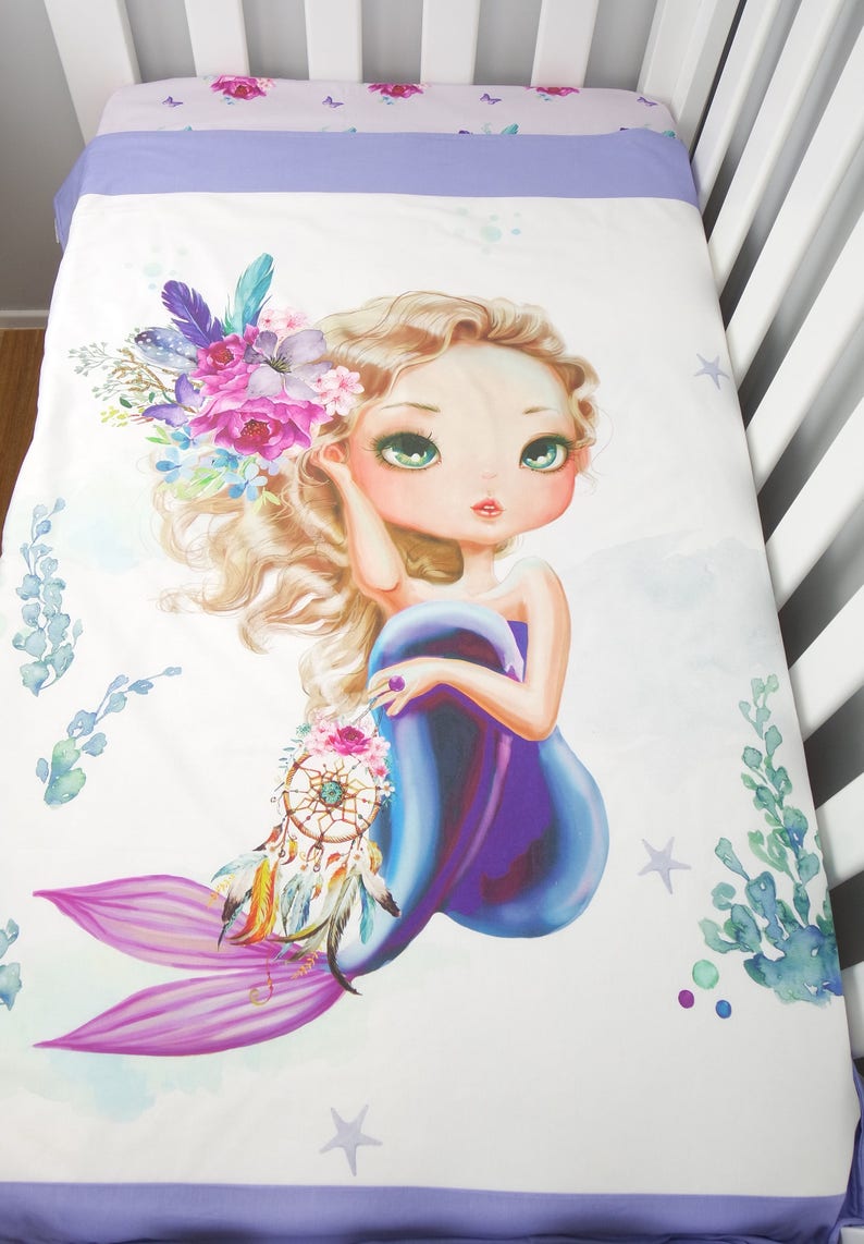 Purple Boho Mermaid Nursery Set // Mermaid cot crib set | Etsy