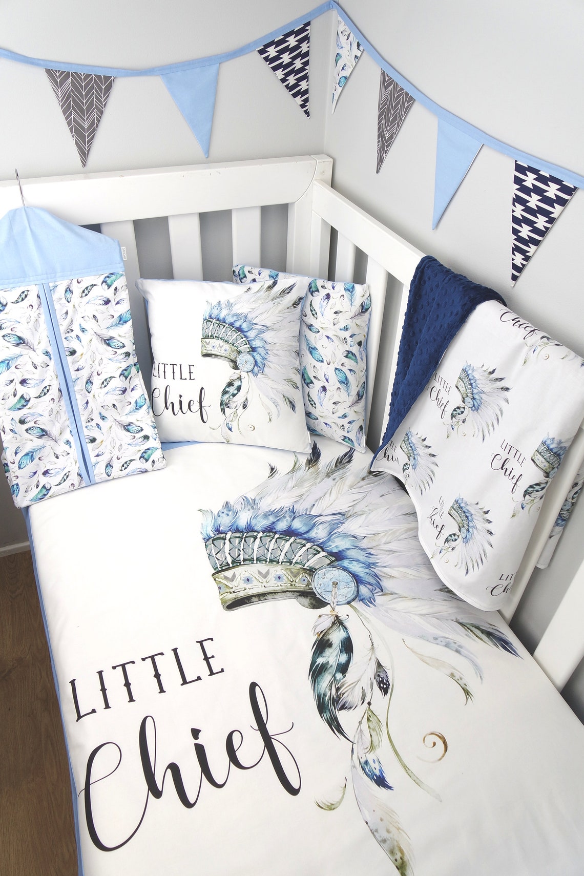 Nappy Stacker Diaper Stacker With Blue Feathers - Etsy