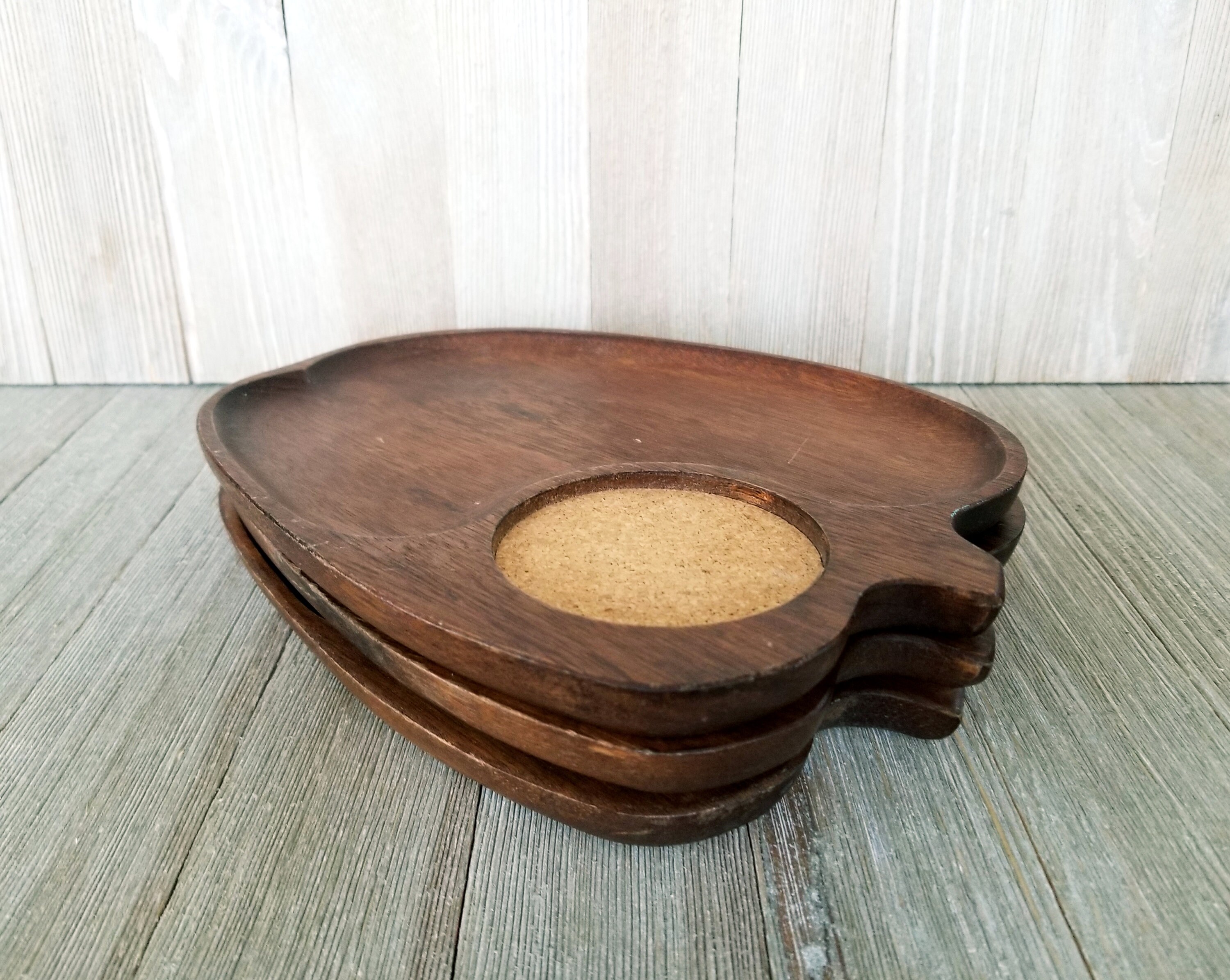 Vintage Apple Coasters Wood and Cork Large Coasters with | Etsy