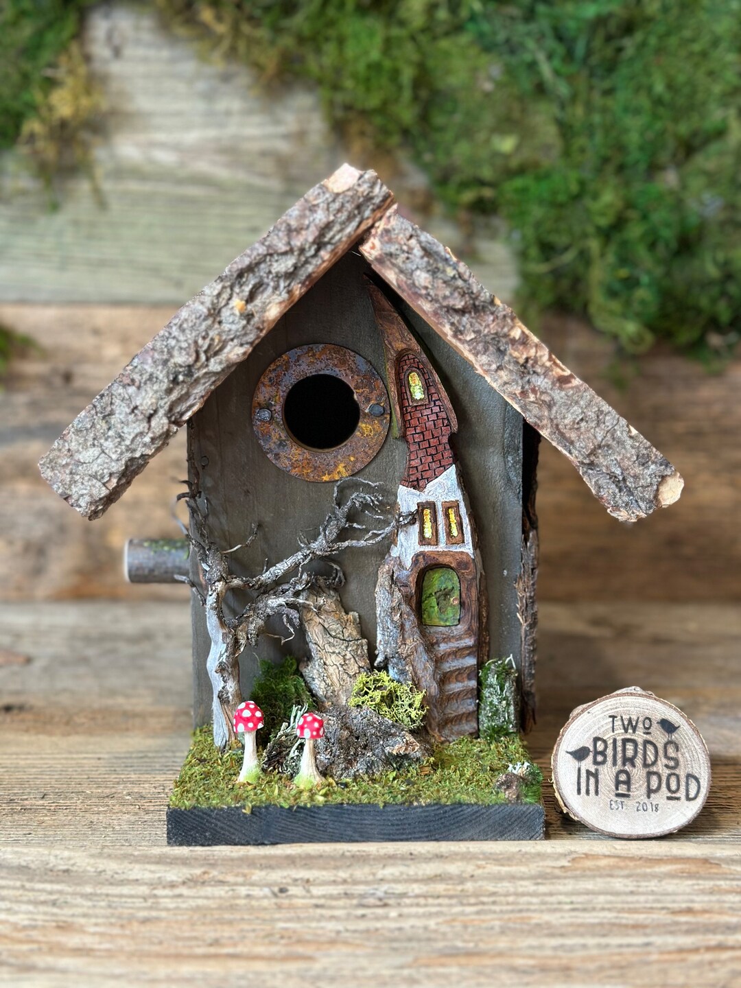 Rustic Birdhouse With Cottonwood Bark Cottage Whimsical and Functional ...