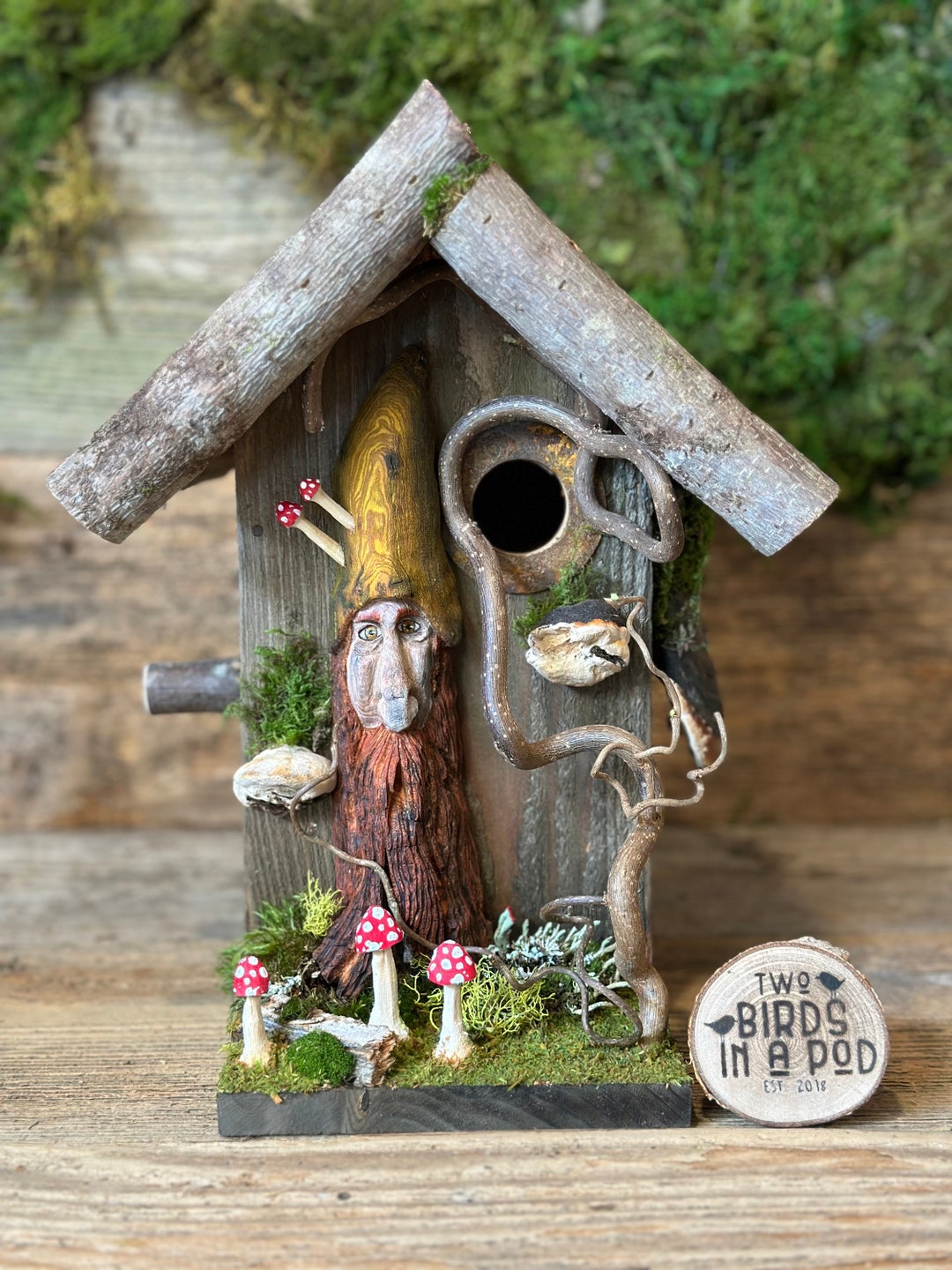 Rustic Birdhouse With Tree Guardian Whimsical and Functional Birdhouse ...