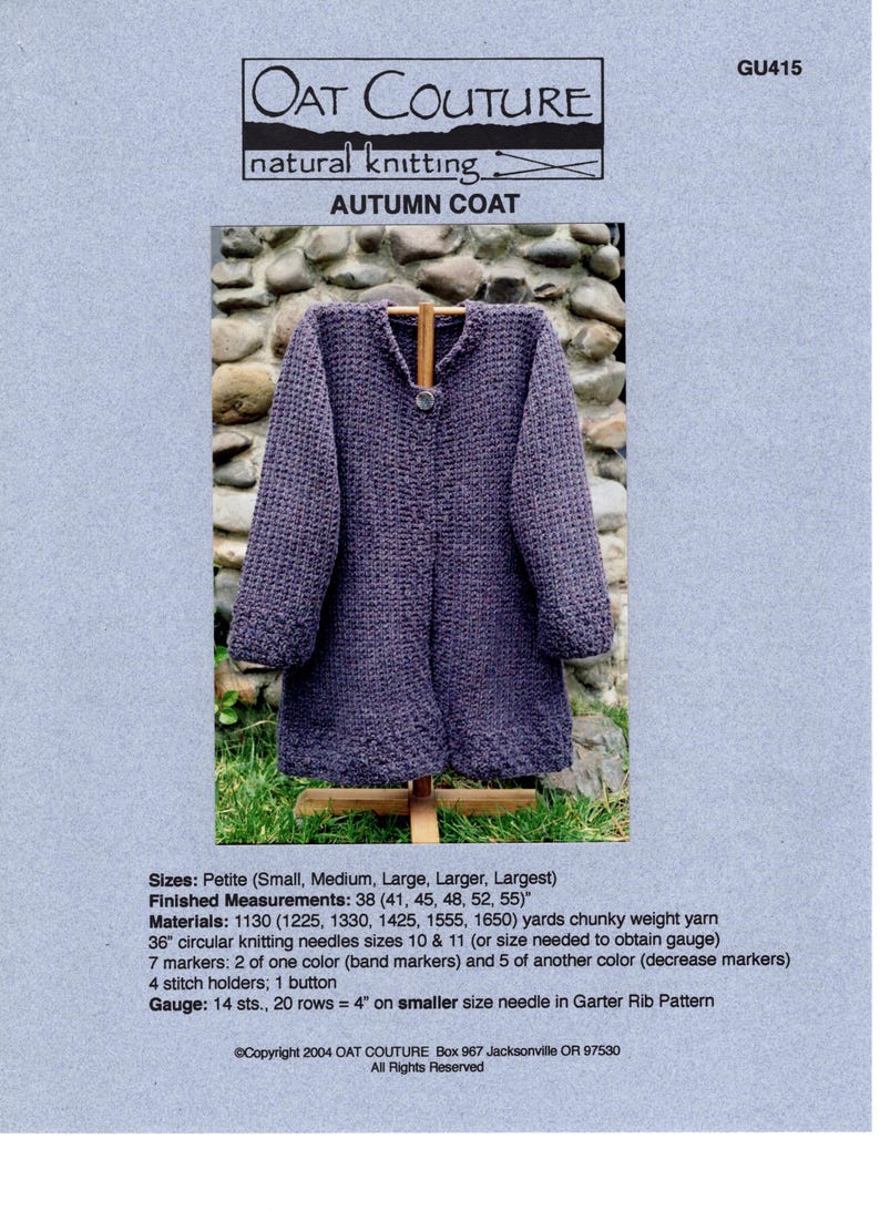 Autumn Coat Knitting Pattern for Adults, Designed by Oat Couture for ...
