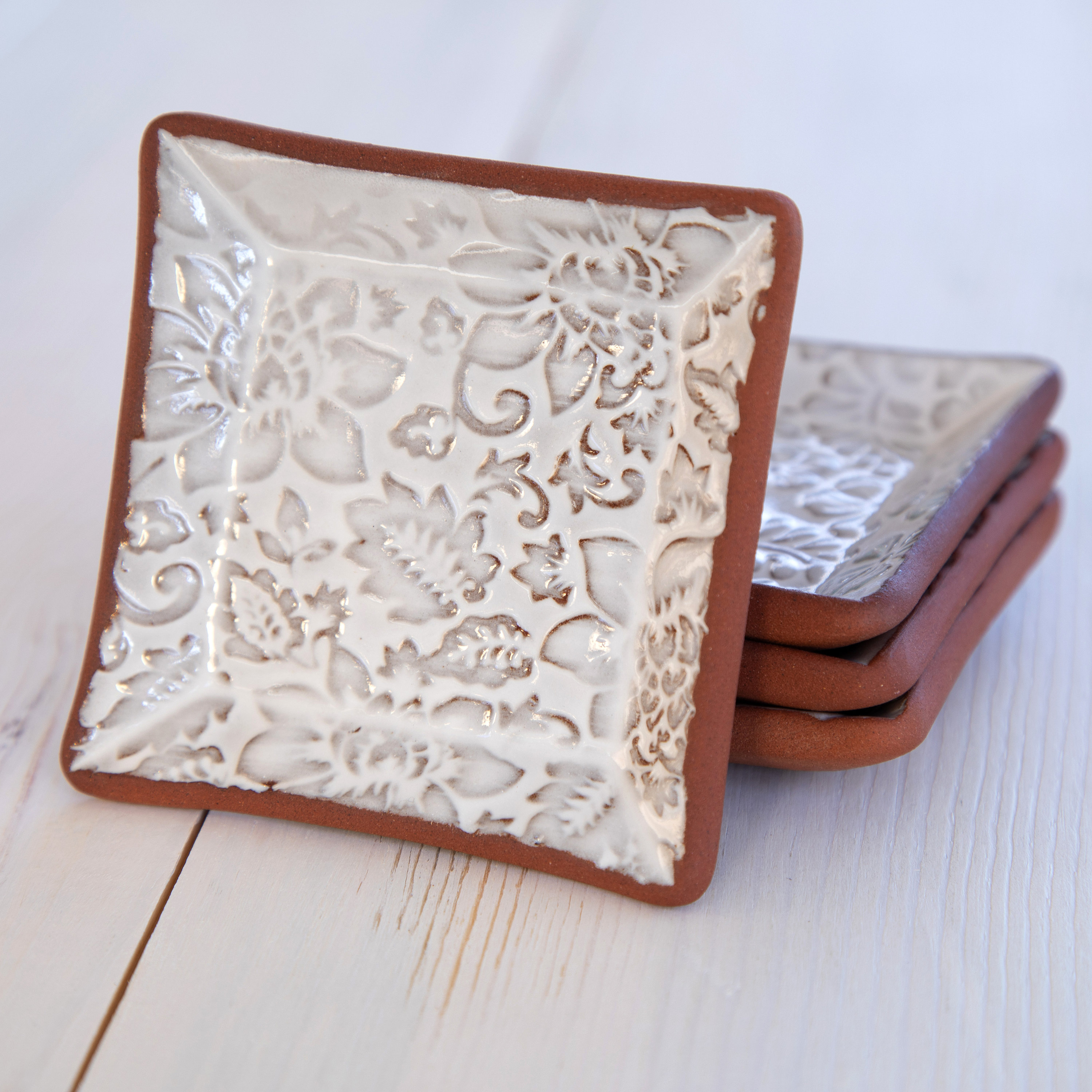 White Floral Tray, Jewelry Tray