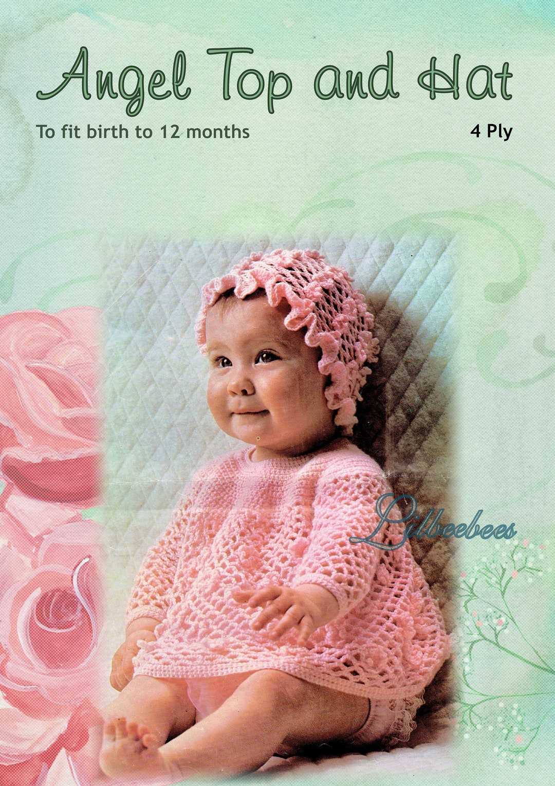 Baby Crochet Pattern - Crochet Angel Top and Hat - to Fit Birth to 12 ...