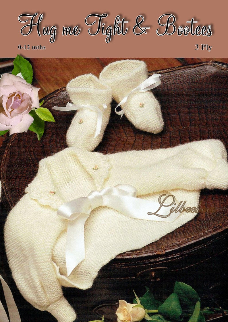 Baby Knitting Pattern in 3 Ply. Hug Me Tight and Bootees to Fit Birth ...