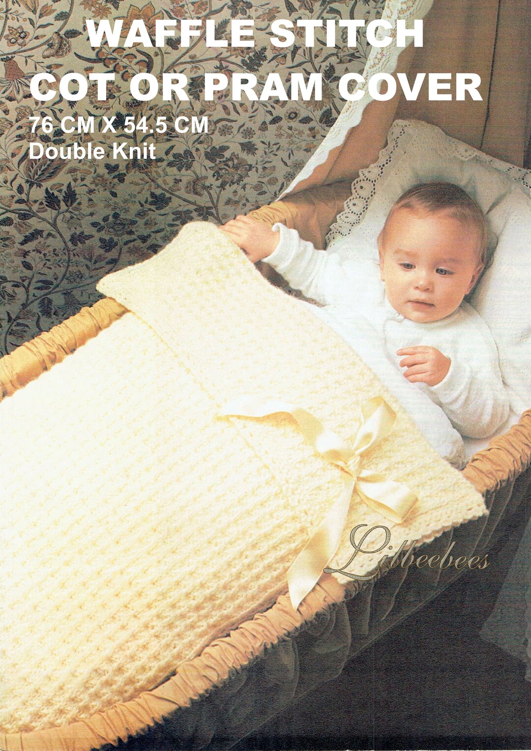 Baby Knitting Pattern - Waffle Stitch Pram or Cot Cover in Double Knit ...