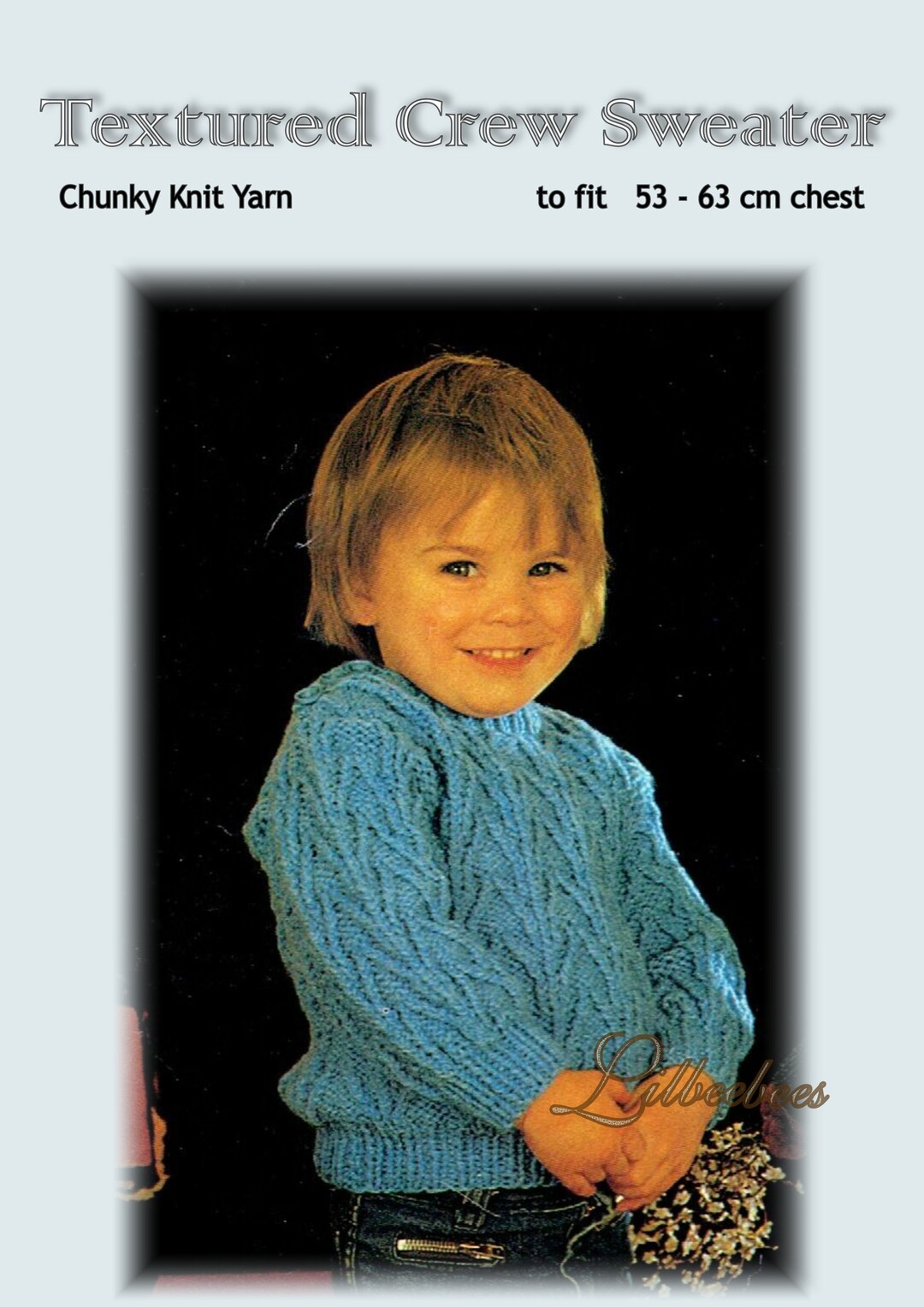 Toddler Knitting Pattern - Chunky Knit Textured Crewe Sweater to Fit 53 ...