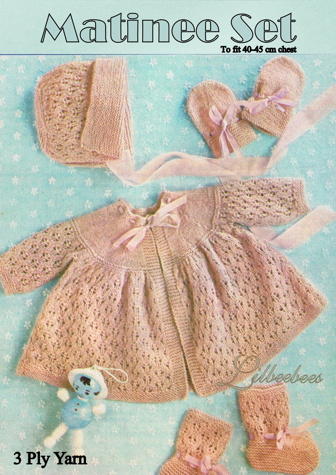 Baby Knitting Pattern - PDF Download - Matinee Set Consisting of Hat ...