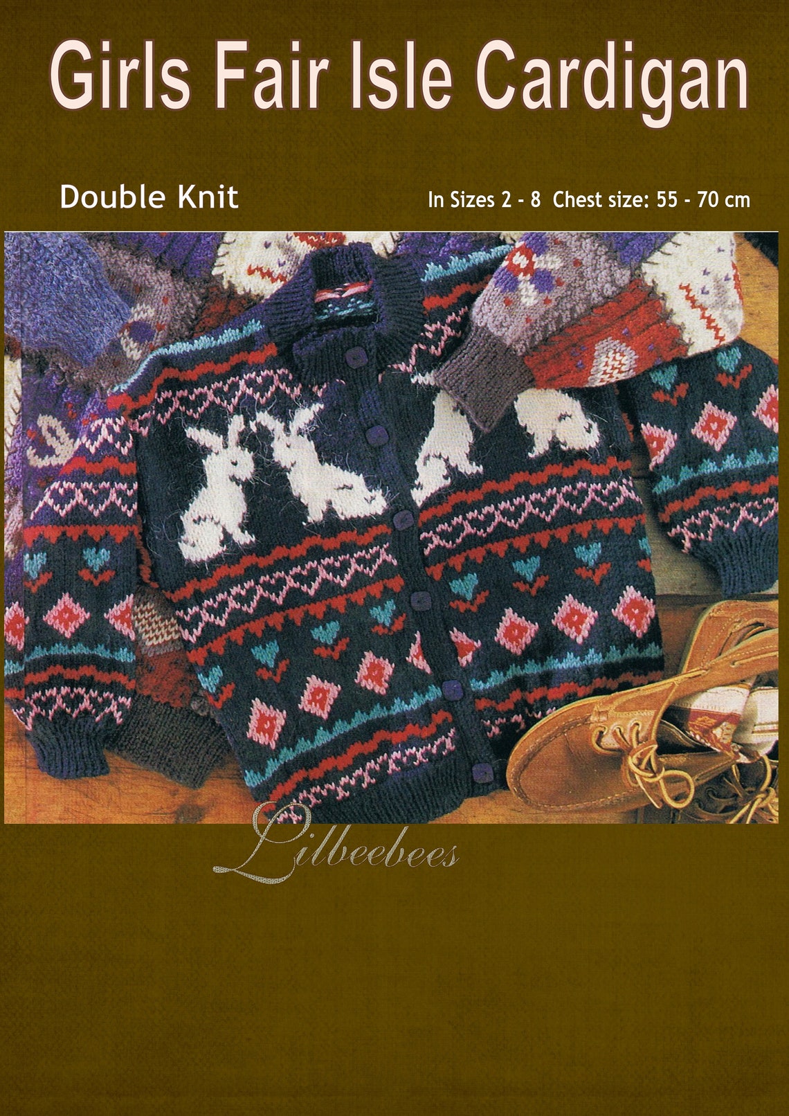 Childs Knitting Pattern PDF Download, Fair Isle Girls Cardigan in ...