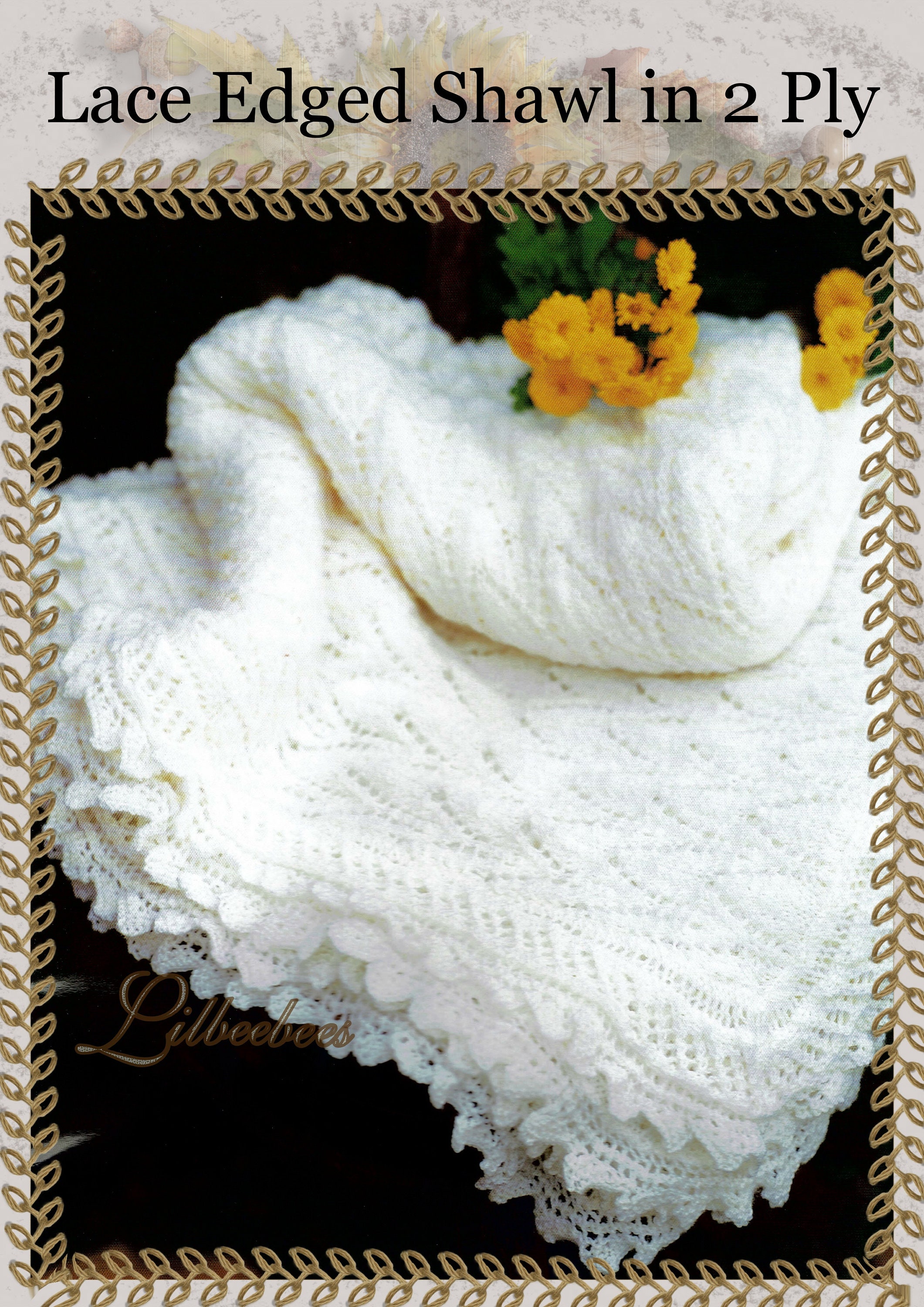 Baby Knitting Pattern - Lace Edged Shawl in 2 Ply 113 Cm Square - Etsy UK