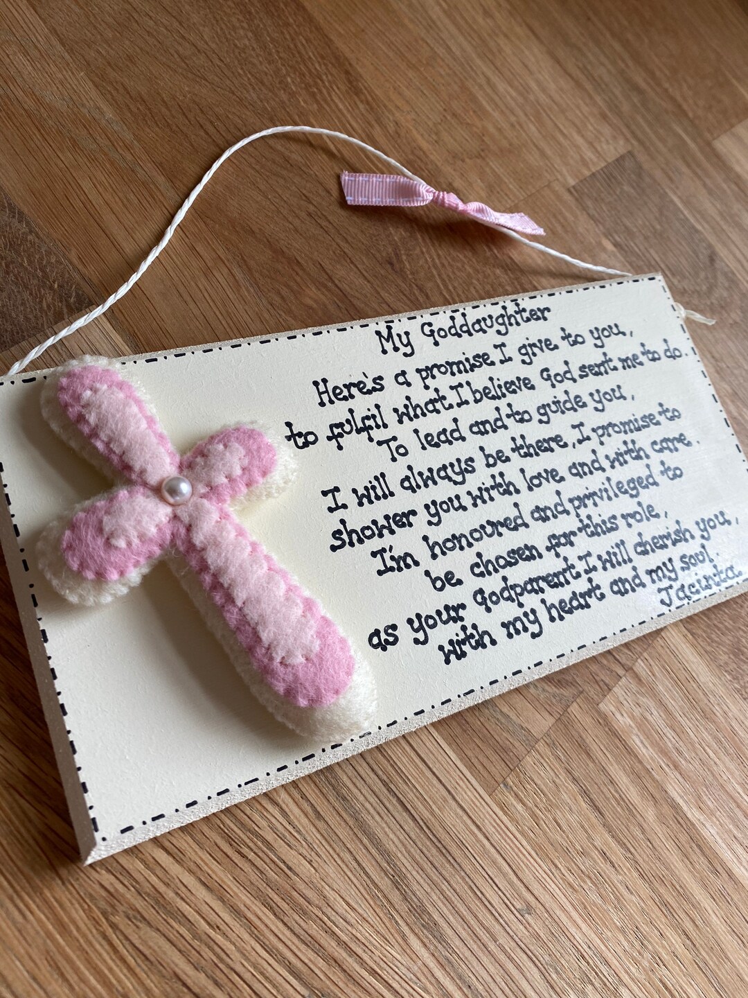 Personalised Christening / Baptism Wooden Plaque Goddaughter / Godson ...
