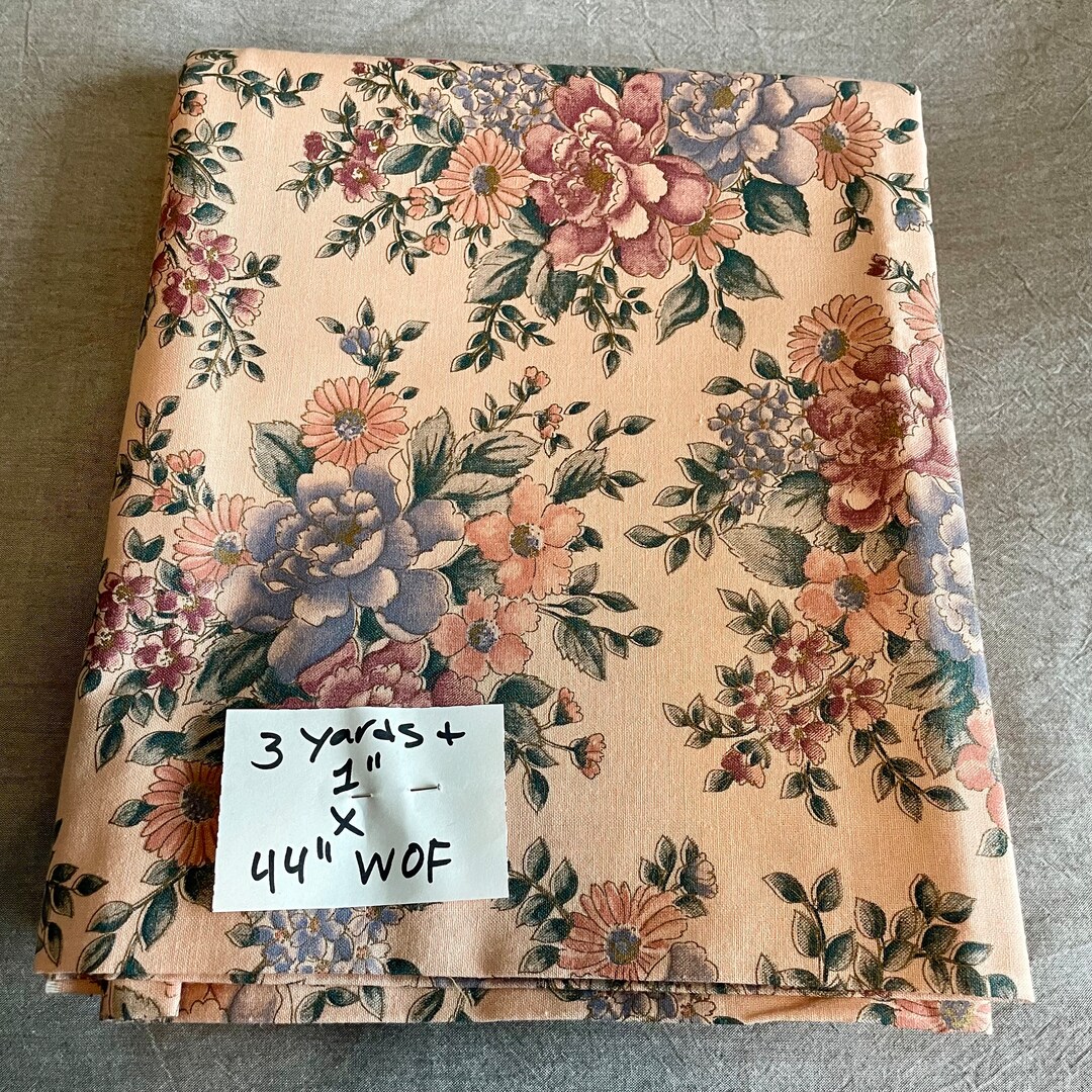 3 Yards Cranston Peach Floral Fabric, Vintage, Fall Fabric Apricot ...