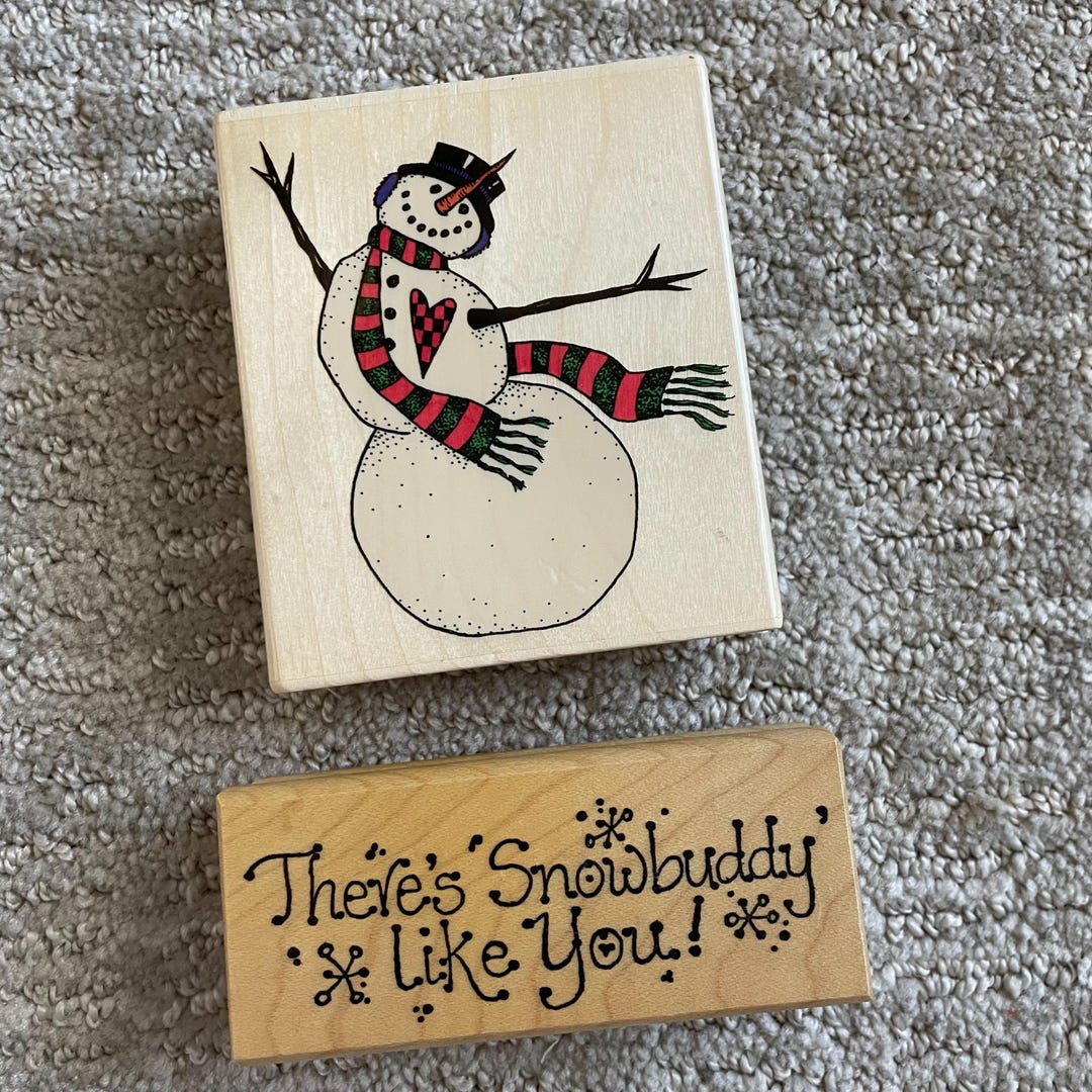Snowman With Scarf Rubber Stamp, Winter Rubber Stamps, Winter Themed ...
