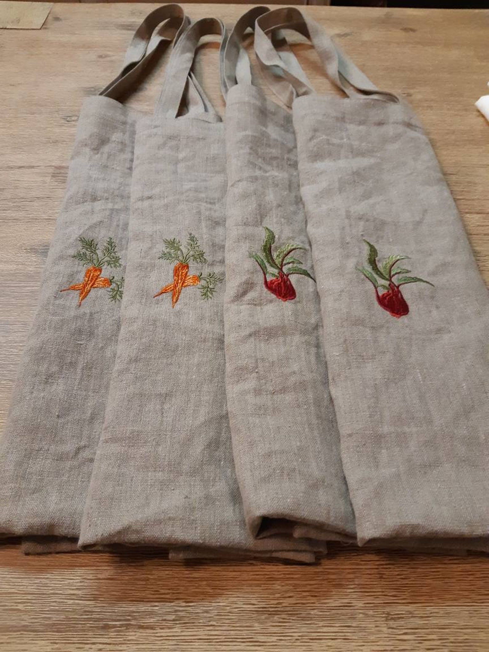 Linen Shopping Bag Embroidered Linen Bag Gray Linen Pouch - Etsy