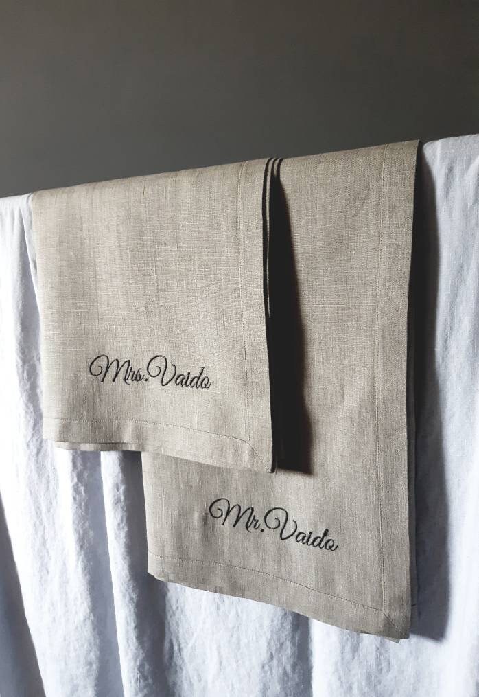 Personalized linen towels 2 linen bath/sauna towels with | Etsy