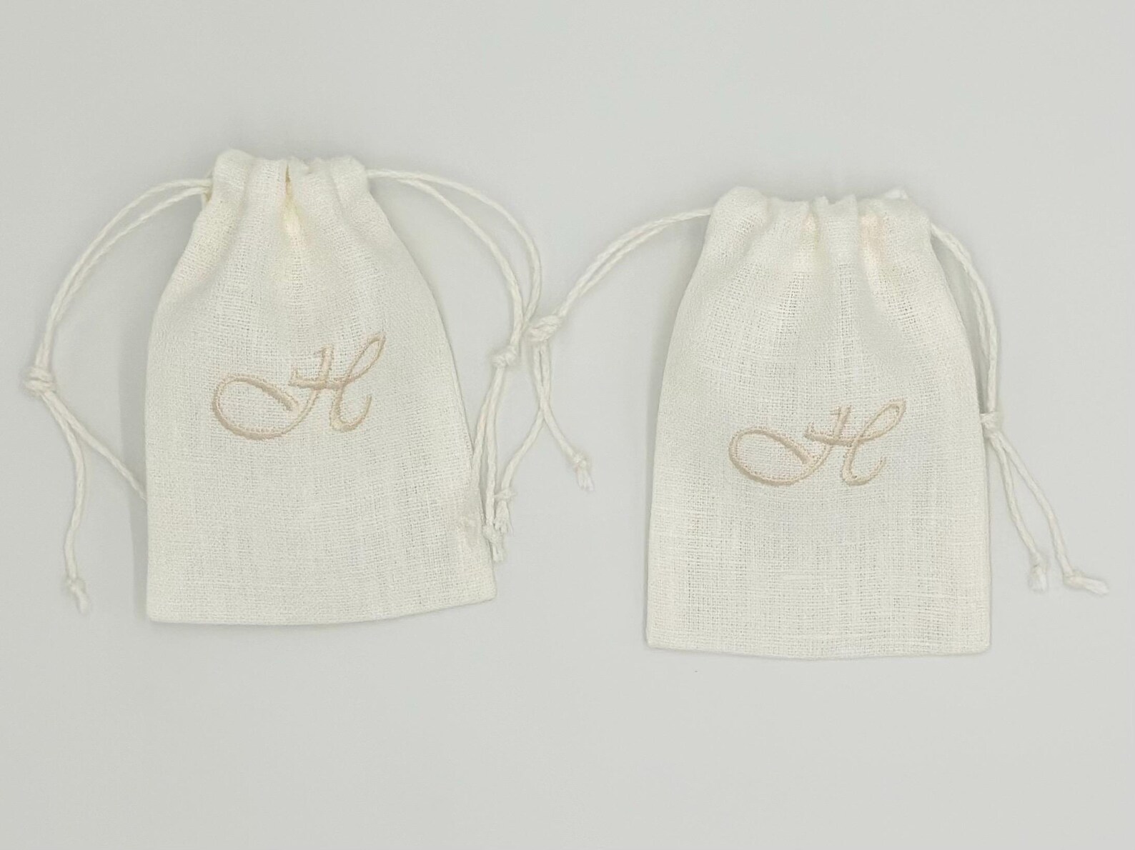 Personalized Linen Sachet Favor Bags • Machine Embroidered Initials or ...