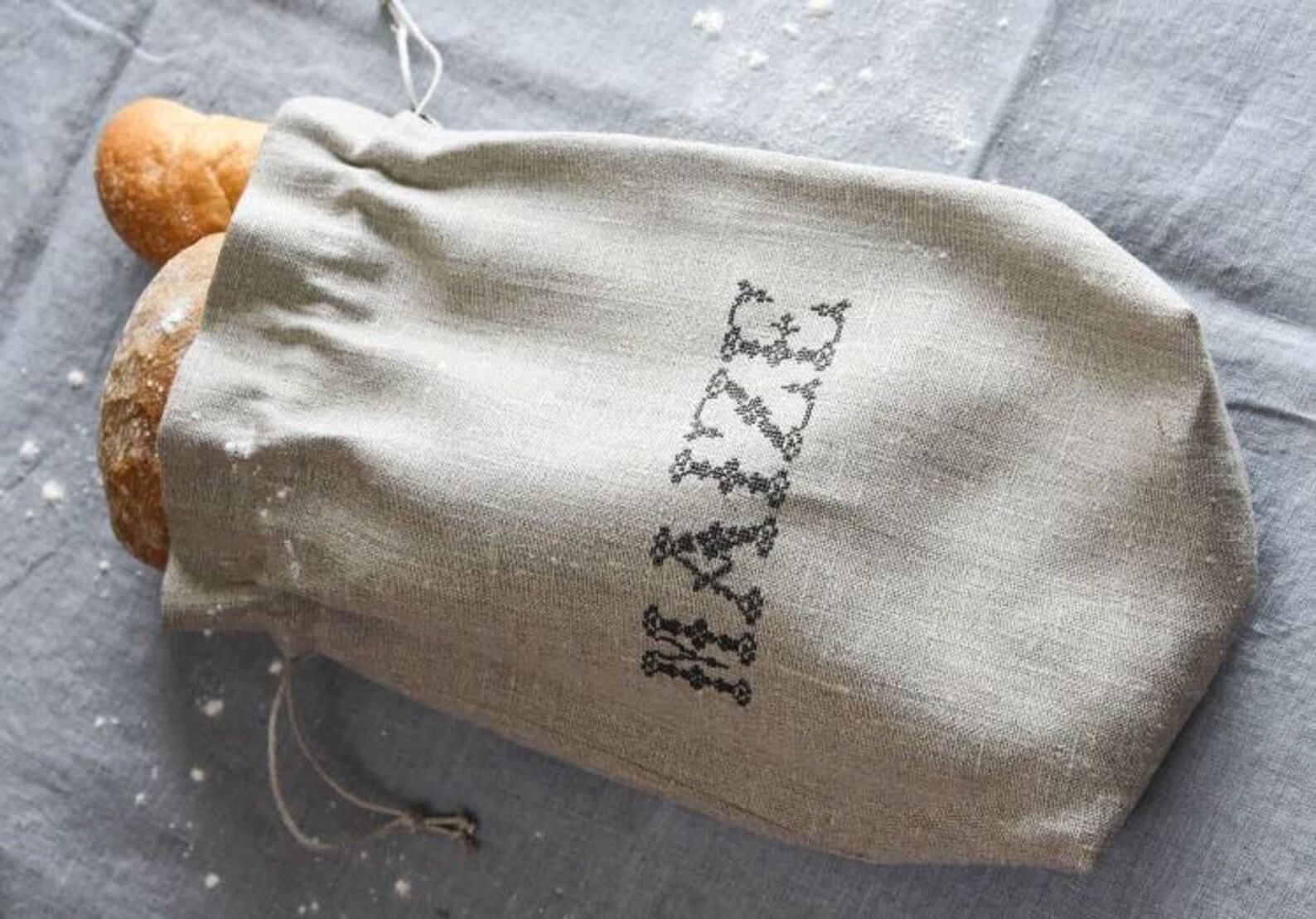Bread Bag Embroidered Linen Bread Bag Bread Storage Bag - Etsy