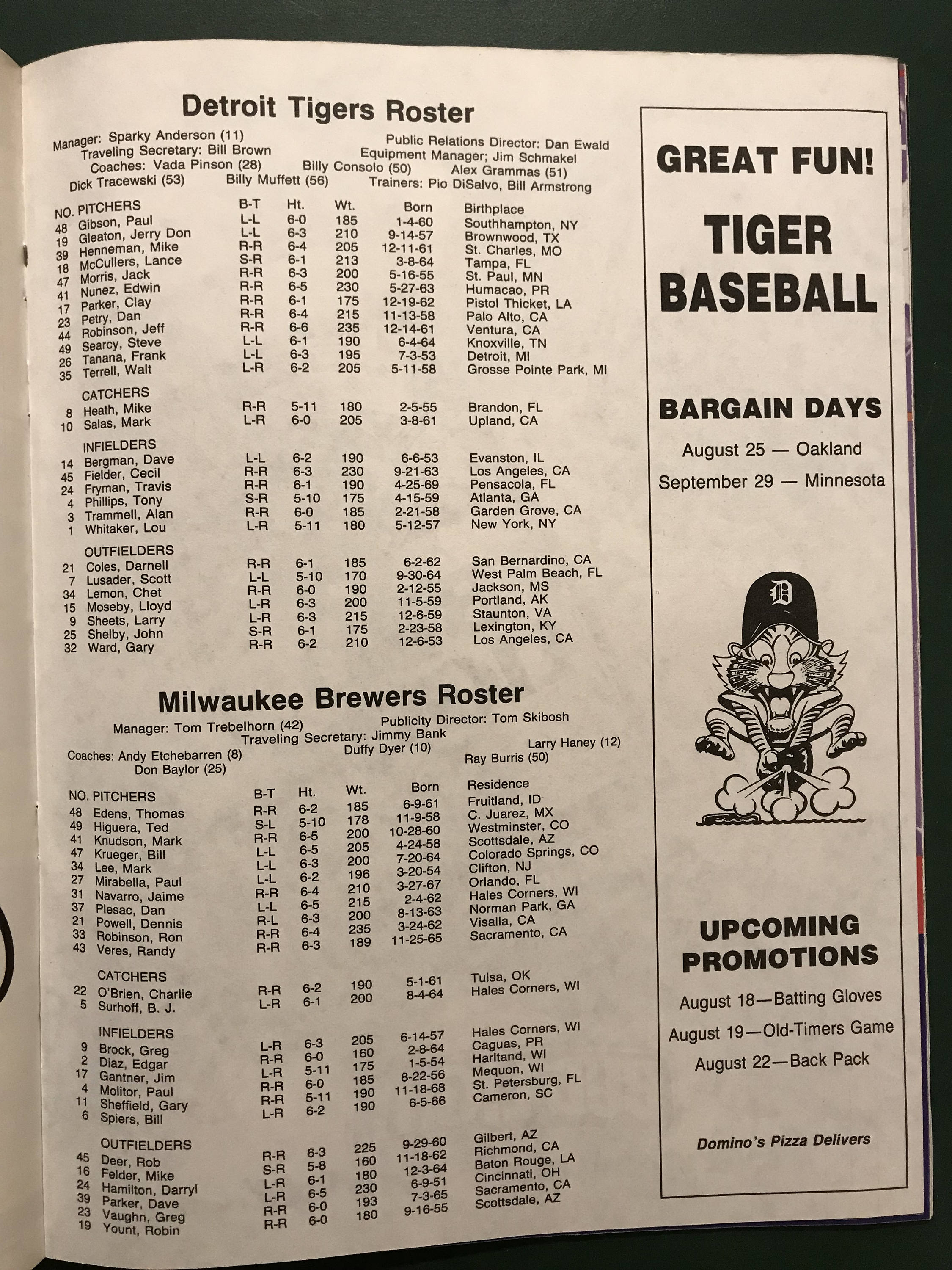 1990 Detroit Tigers Official Program - Etsy