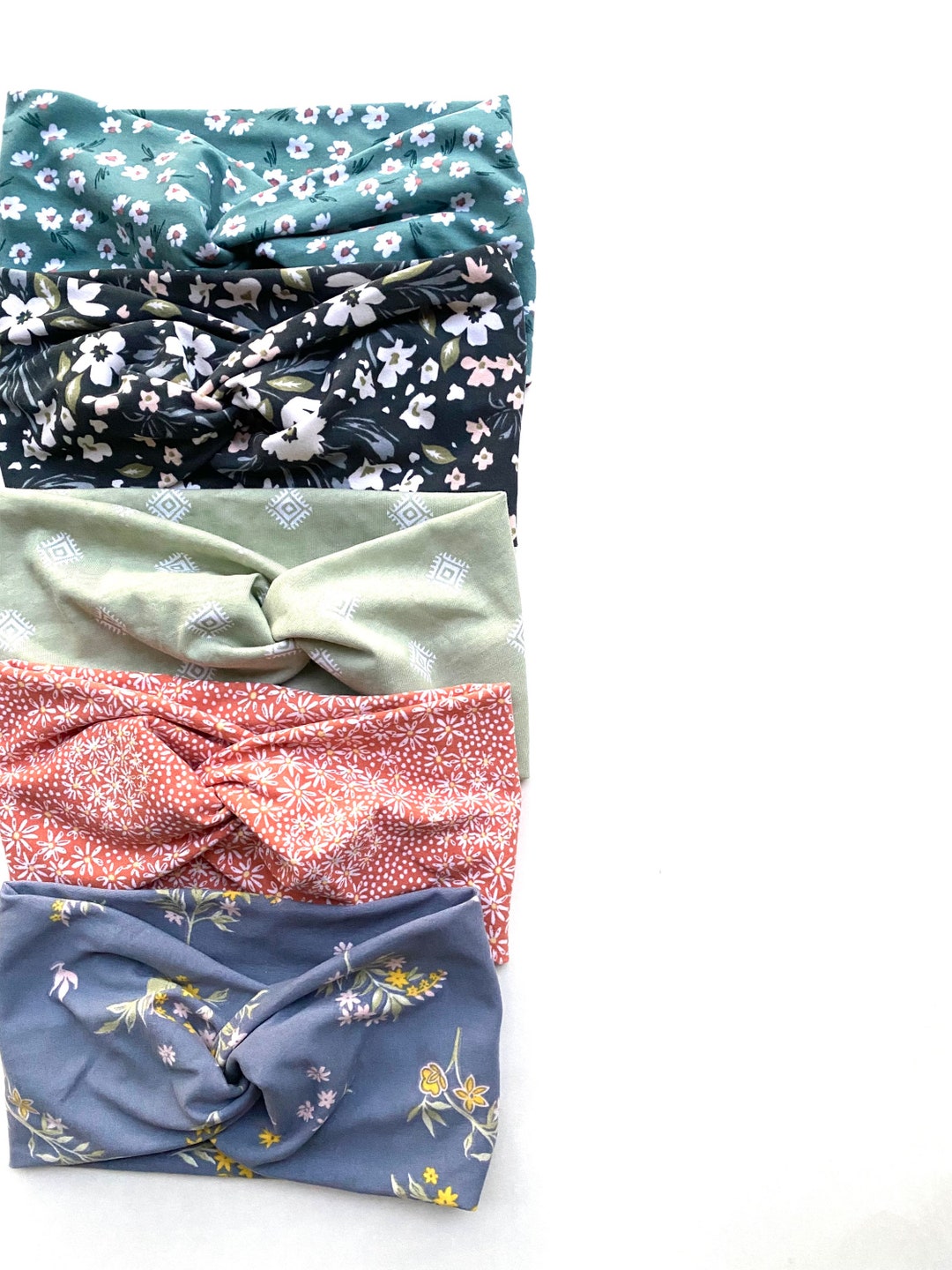 Spring Floral Wide Stretchy Twist Headband Set, Womens Wide Headband ...