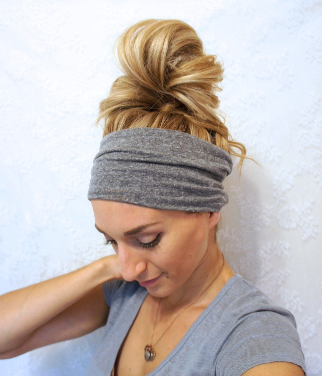 Grey Extra Wide Headband/ Wide Headband/ Boho Headband/ - Etsy