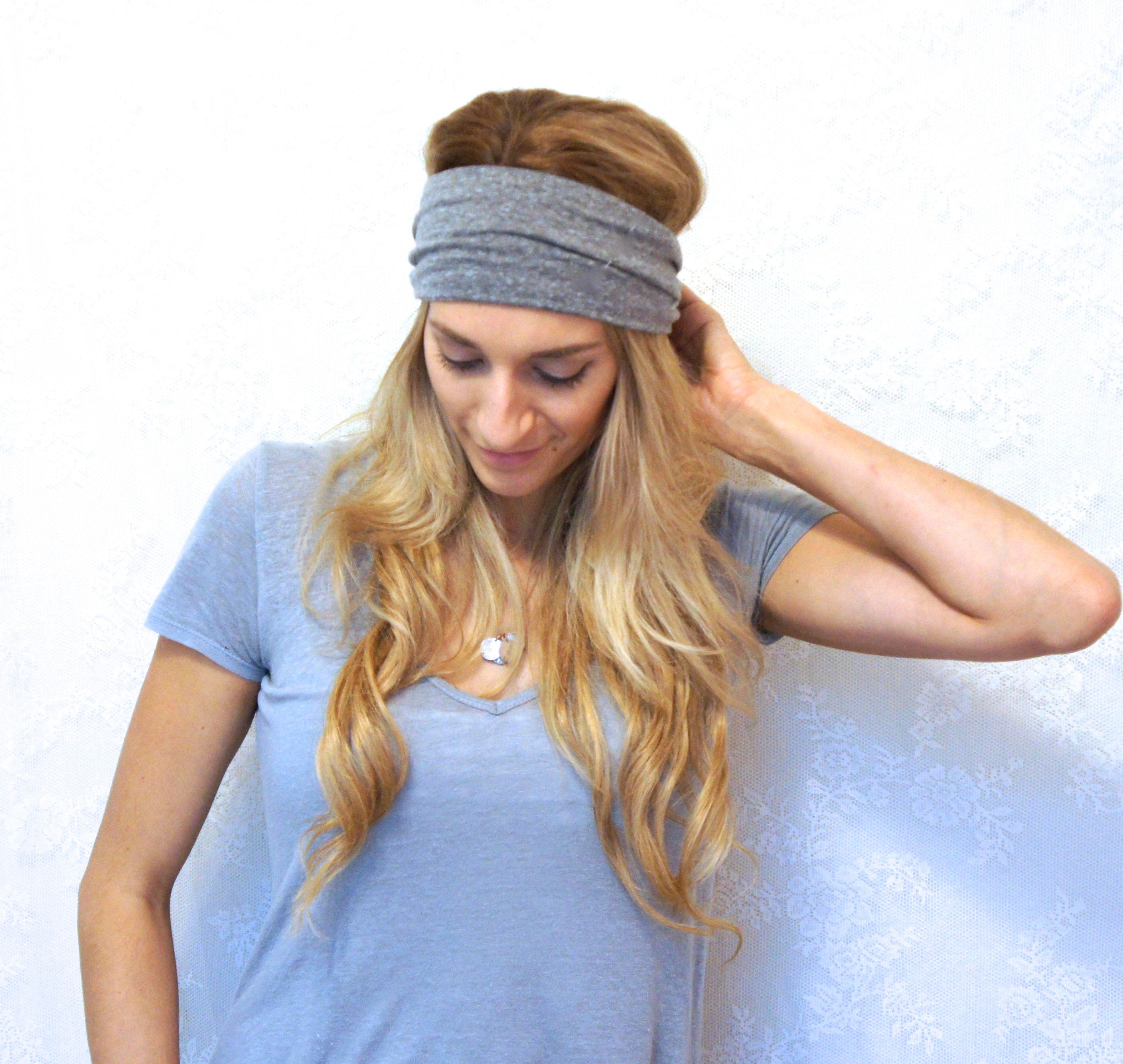 Grey Extra Wide Headband/ Wide Headband/ Boho Headband/ | Etsy