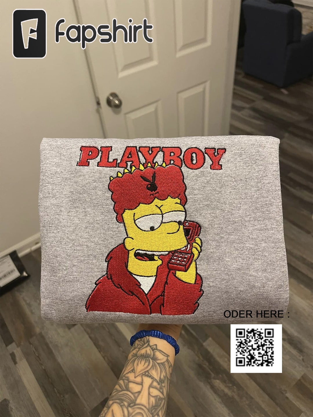 Bart Simpson X Playboy Embroidered Hoodie Cartoon Cute - Etsy