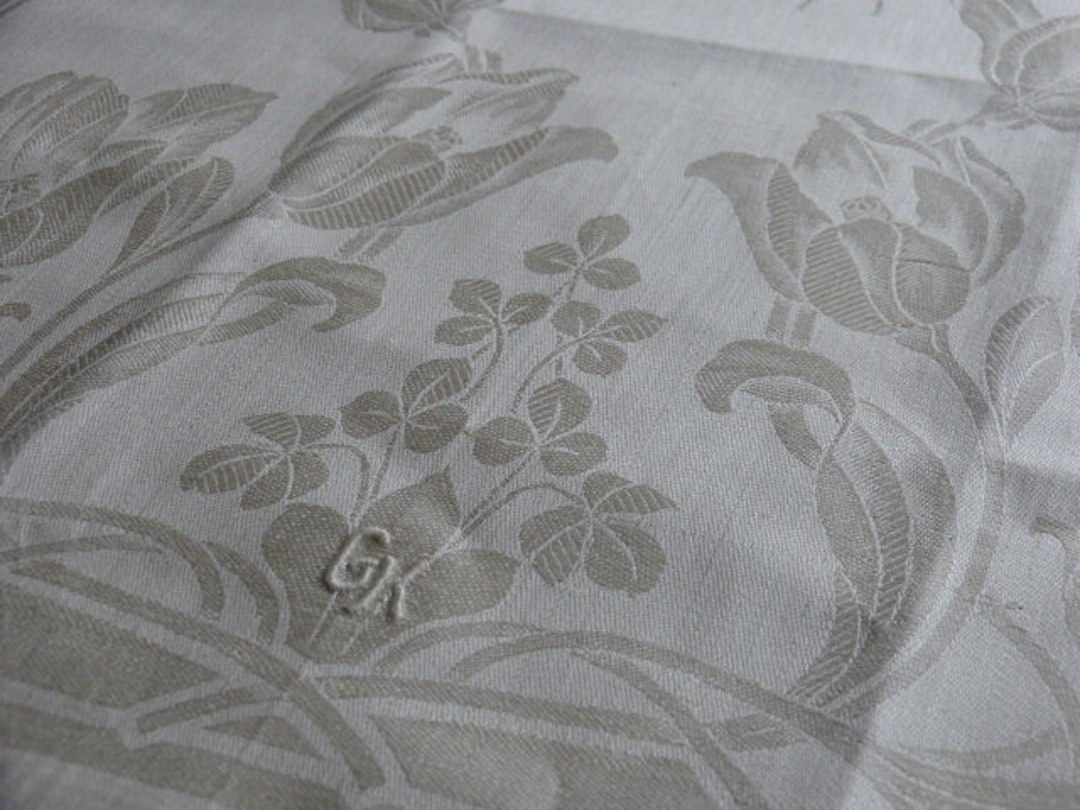Ca. 1905 Original Jugendstil Rein Leinen Tischläufer mit wundervollen ...
