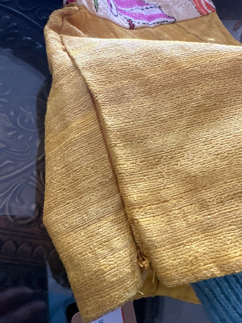 Pure Geecha Silk With Kantha Embroidery on Tussar Blouse - Etsy