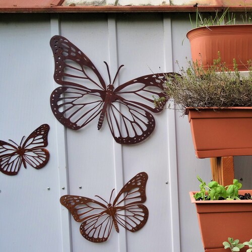 Butterfly Metal Wall Art Outside Garden Gift - Etsy