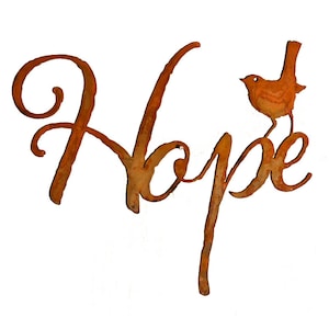 Hope Typography Wall Art Hope Script Wall Art Metal Wall Art Rustic ...