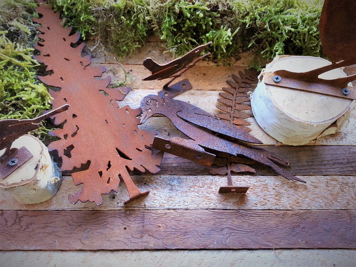 Rusted Metal Art Metal Birds on a Tree Metal Bird Wall Art - Etsy