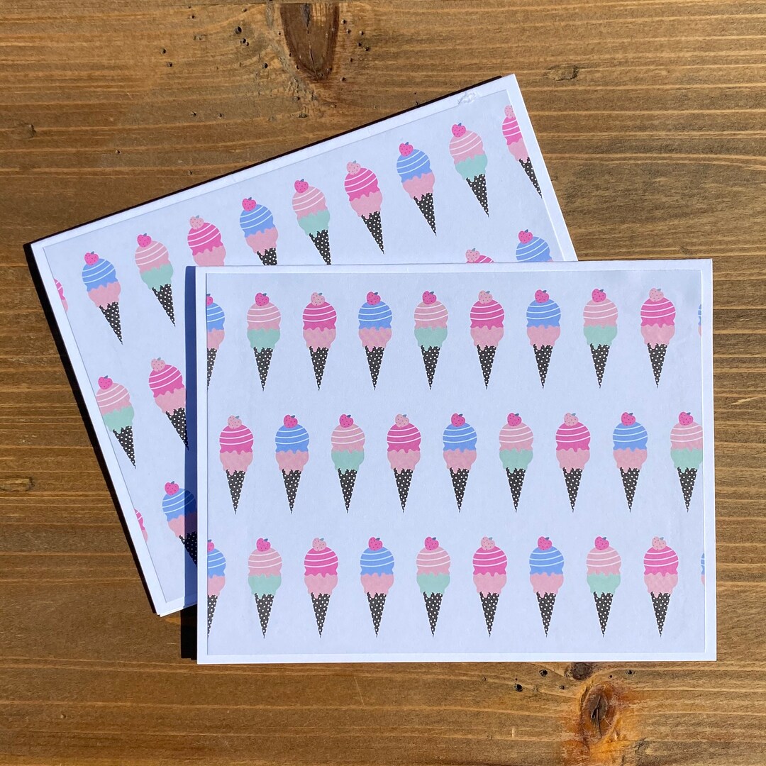 6 Ice Cream Cone Cards With Envelopes Ice Cream Cone Etsy
