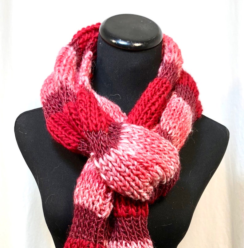 Red Stripe Wool Knit Scarf - Etsy