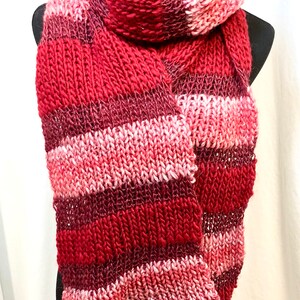 Red Stripe Wool Knit Scarf - Etsy