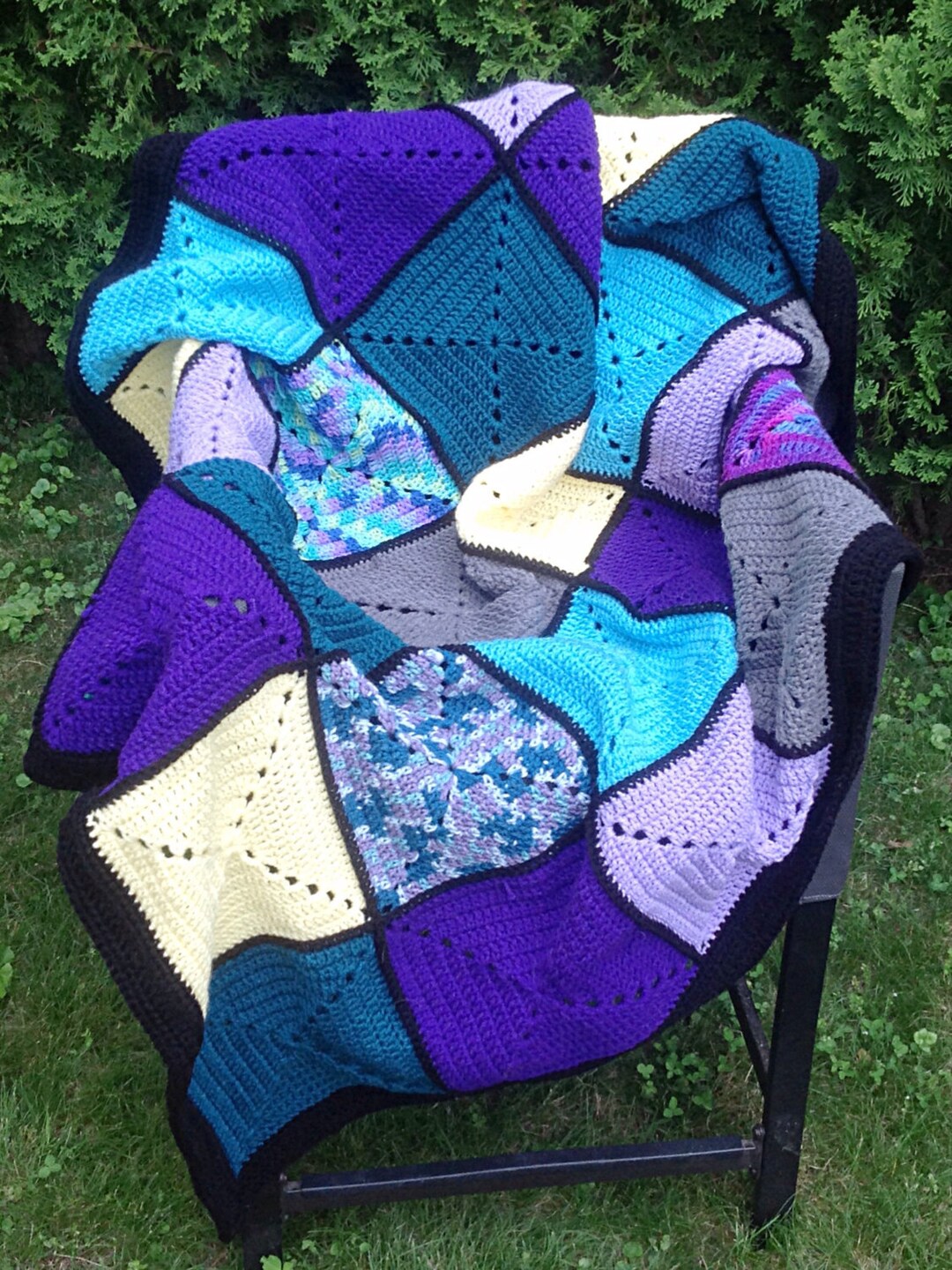 Basic Granny Square Patchwork Crochet Blanket - Etsy