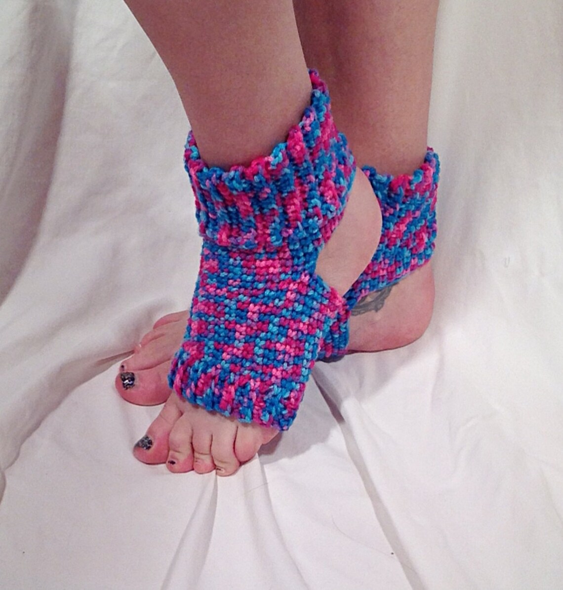 Bright Pink and Blue Crochet Yoga Socks - Etsy