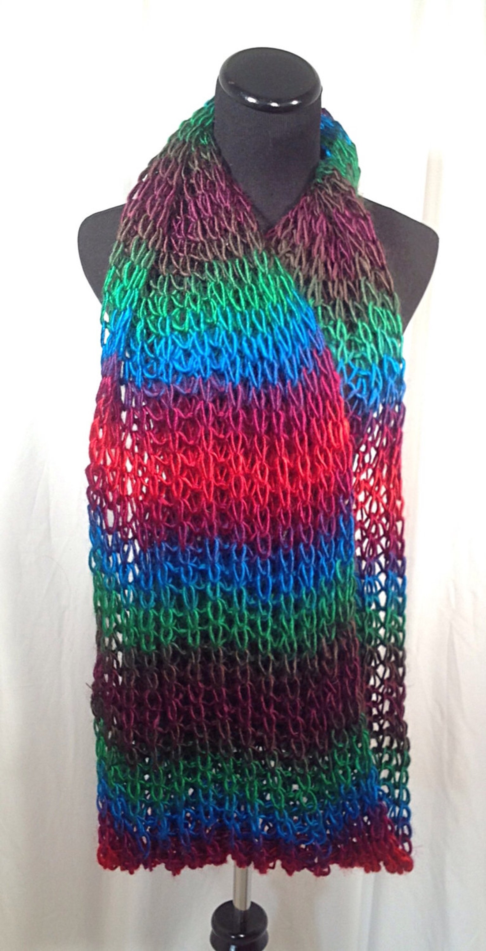 Rainbow Brioche Infinity Knit Scarf - Etsy