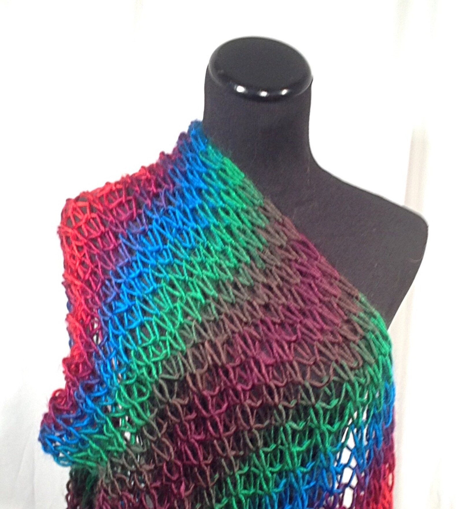 Rainbow Brioche Infinity Knit Scarf - Etsy