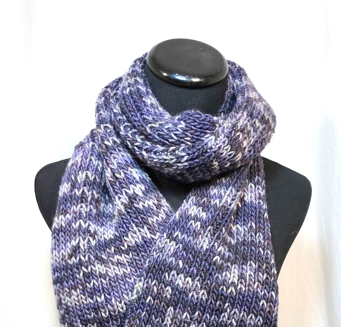 Blue and Gray Knit Scarf | Etsy