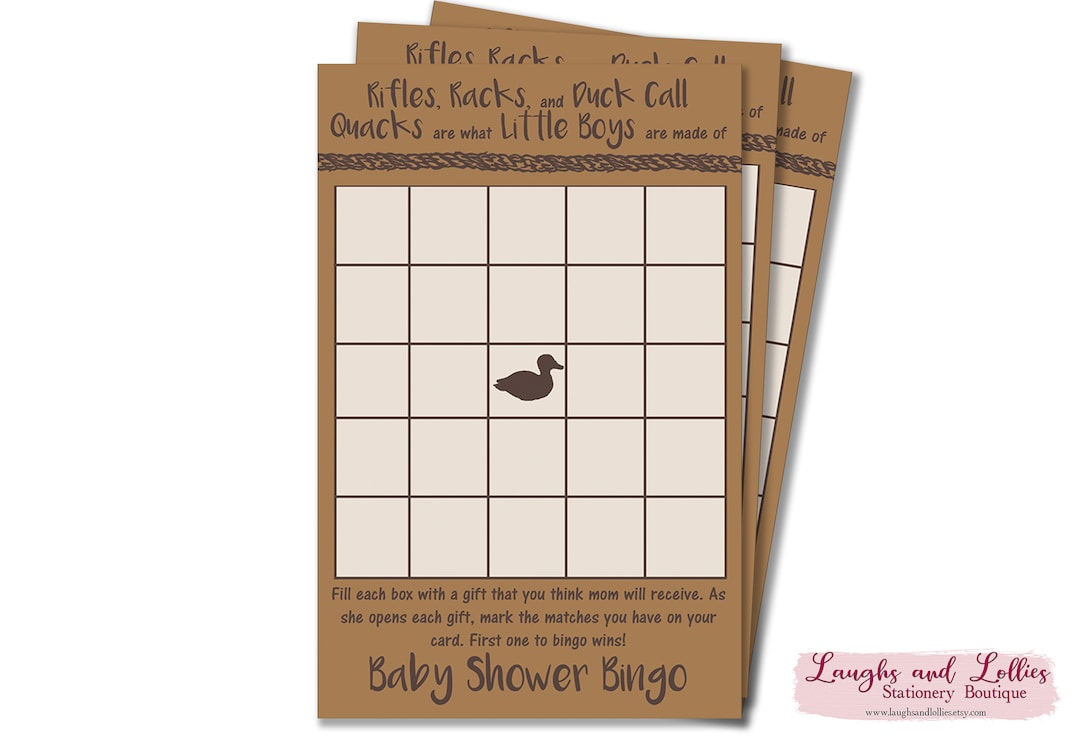 Printable Baby Shower Bingo Duck Hunting Theme Game Instant - Etsy