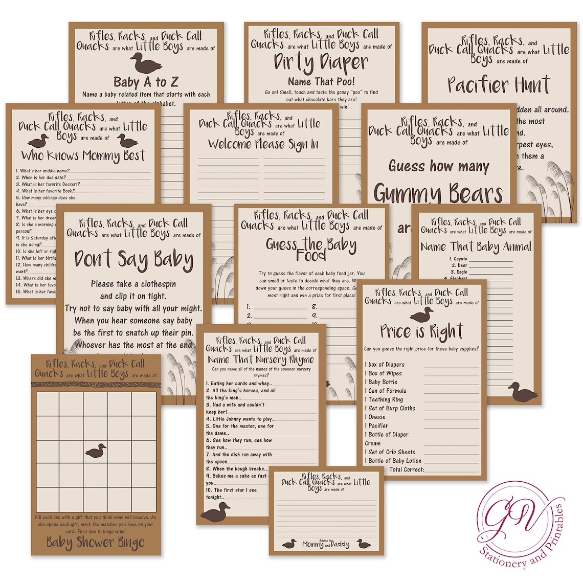 Printable Duck Hunting Theme Printable Baby Shower 13 Game - Etsy