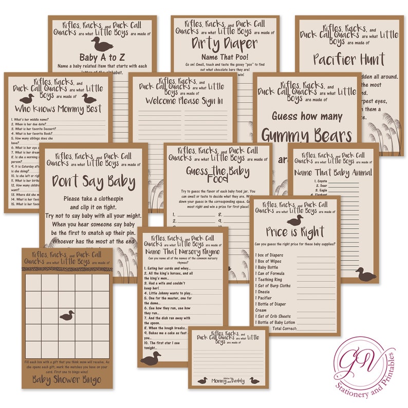Printable Duck Hunting Theme Printable Baby Shower 13 Game - Etsy