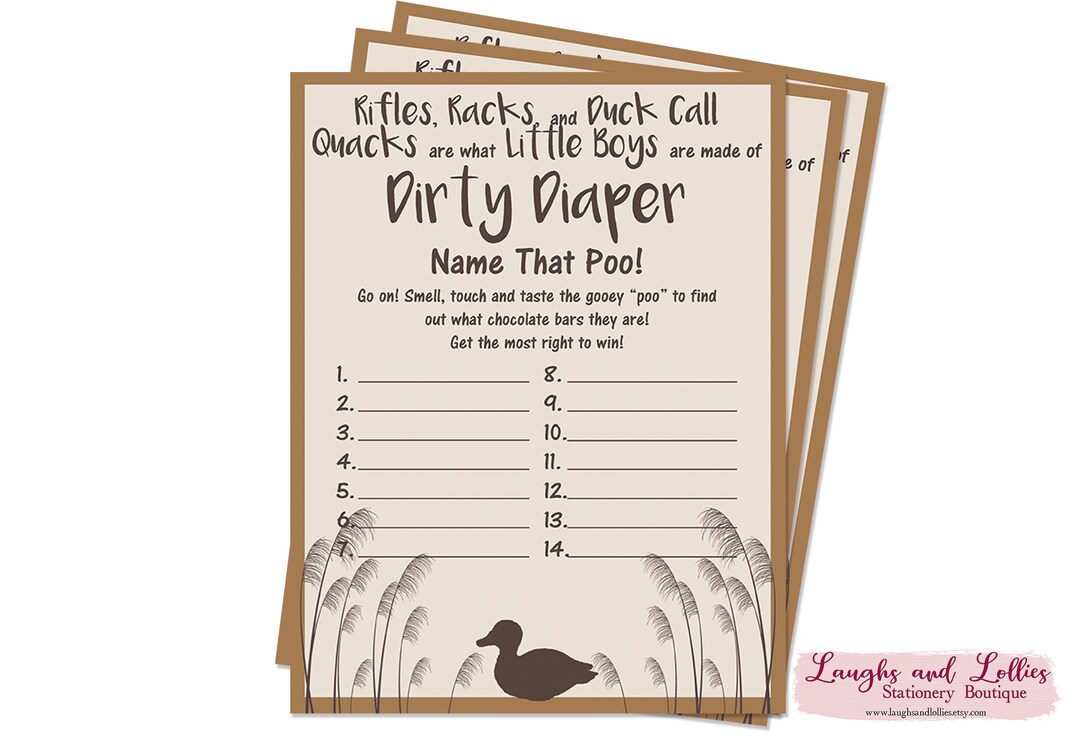 Printable Name That Poo Dirty Diaper Duck Hunting Theme Baby - Etsy